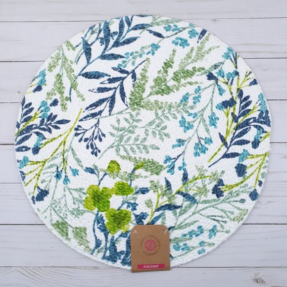 Dining | Braided Placemat Centerpiece Floral Blue Green 15 In Round ...